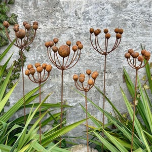 Rustic Metal Exotic Flowers Set of 6, Handmade Garden Decor, Outdoor ...