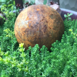 8" Rustic Iron Ball, Metal Garden Sculpture, Outdoor Metal Sphere Decor ...