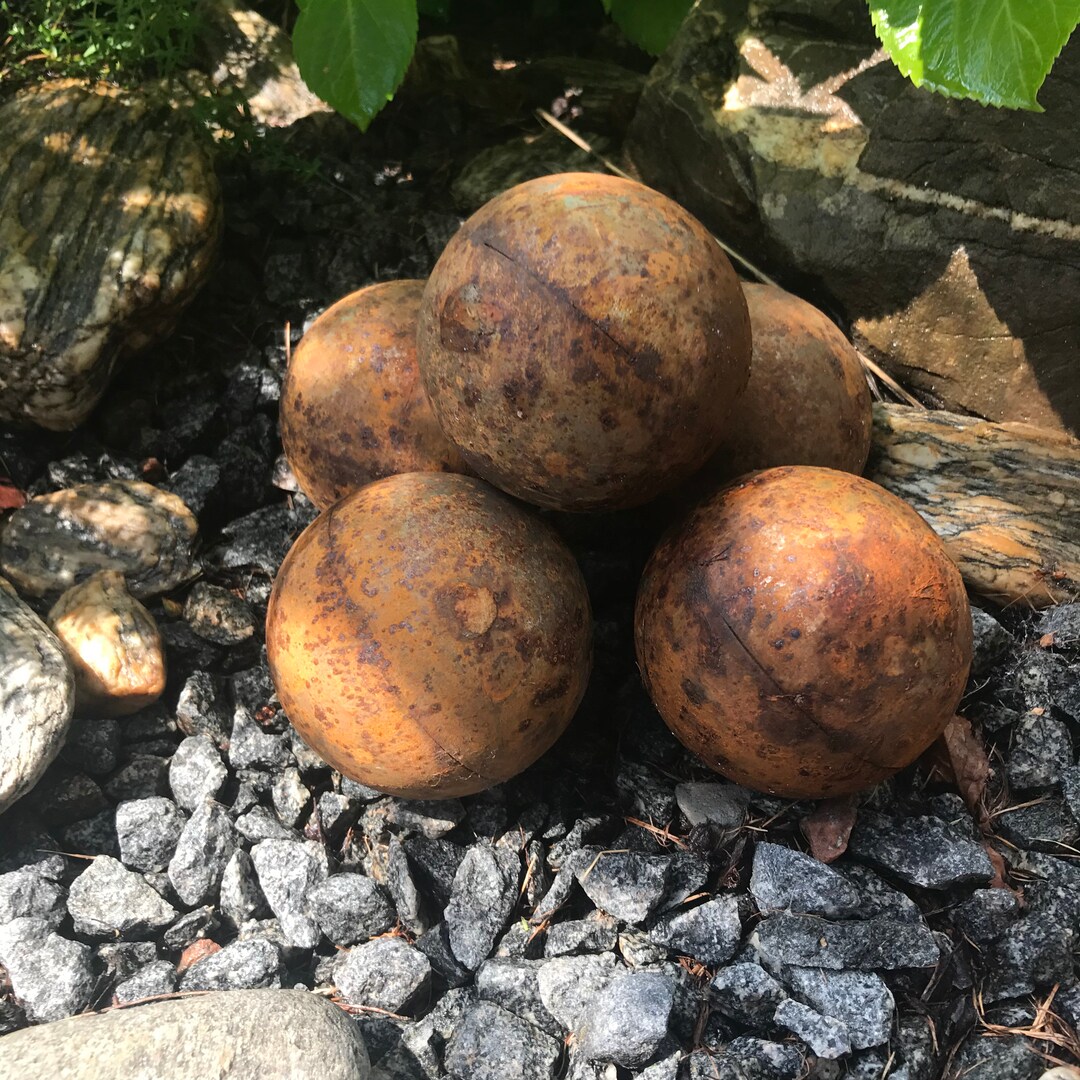 Rusty 5” Metal Balls Set, Garden Decor, Garden Art, Rusty Metal Ball ...