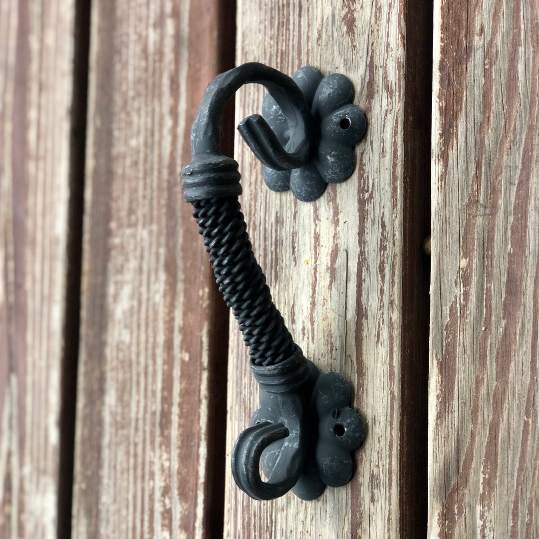 Black Entrance Handle, Wrought Iron Door Handle, Rustic Door Handle ...