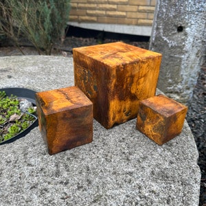 Unique Rusty Metal Cube Sculptures Set - Handmade Rustic Zen Garden ...