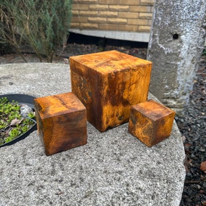 Unique Rusty Metal Cube Sculptures Set - Handmade Rustic Zen Garden ...