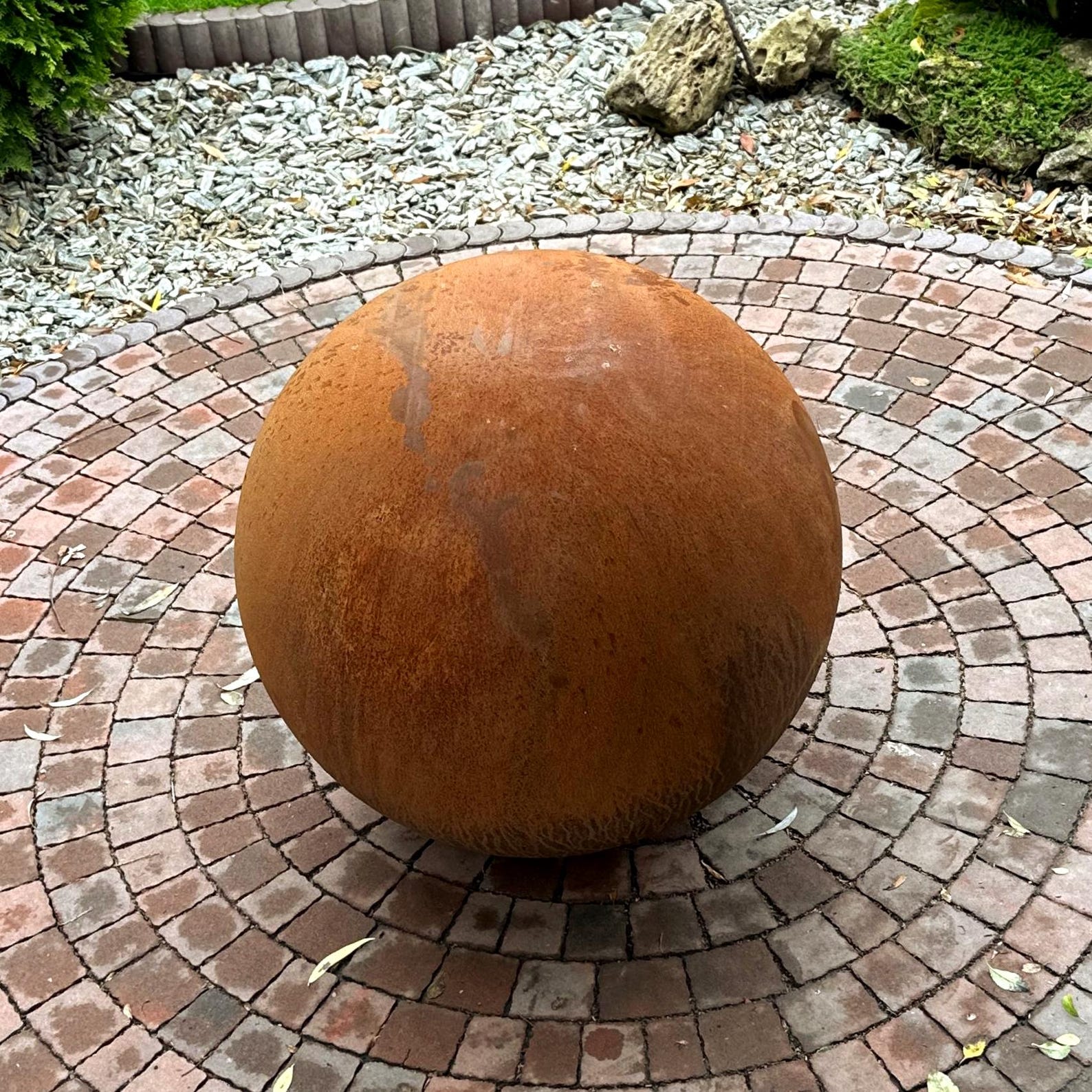 27” Rustic Metal Garden Sphere – Large Handmade Zen Ball Outdoor Yard ...