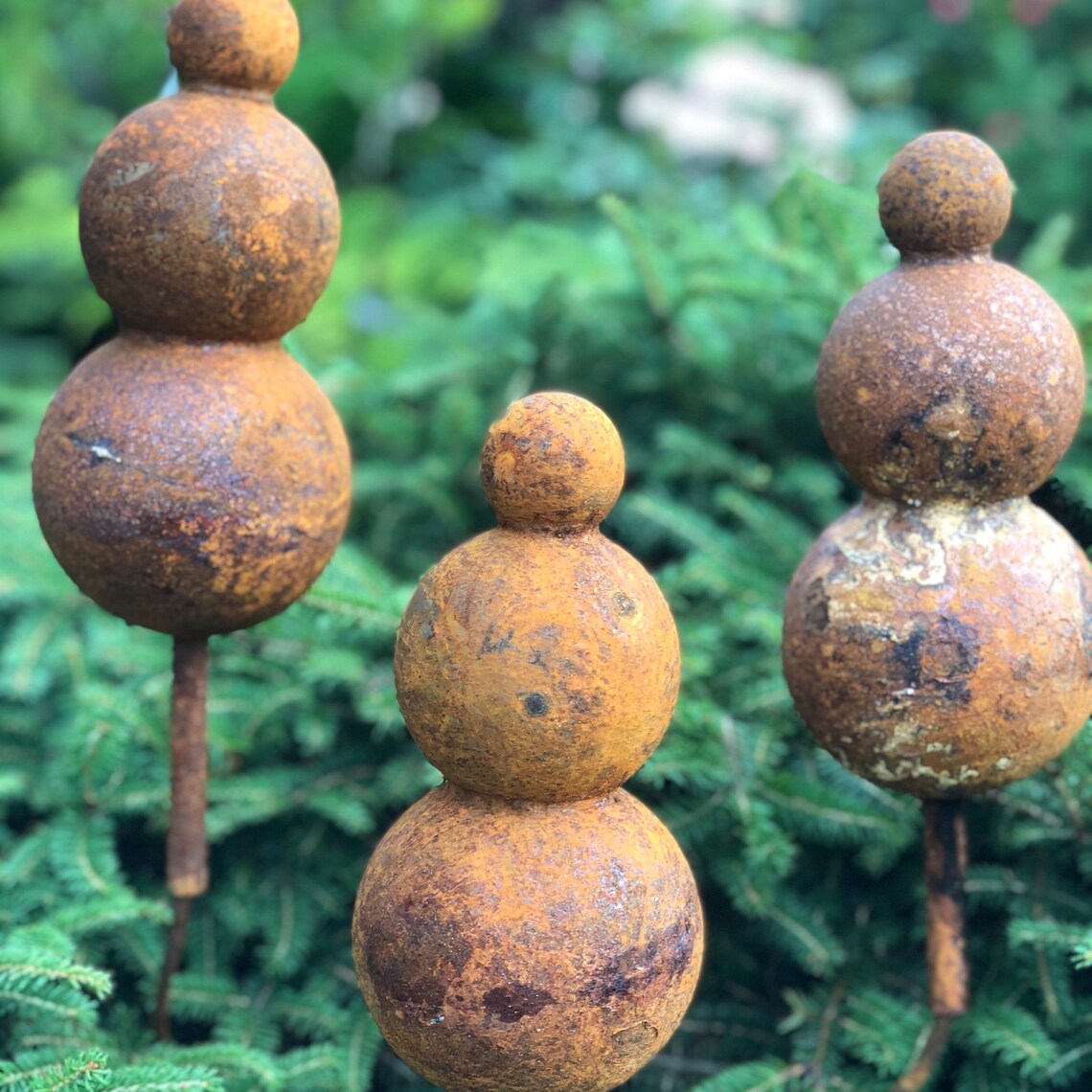 Rusty flowers set of 3 Rustic garden decor Metal garden | Etsy