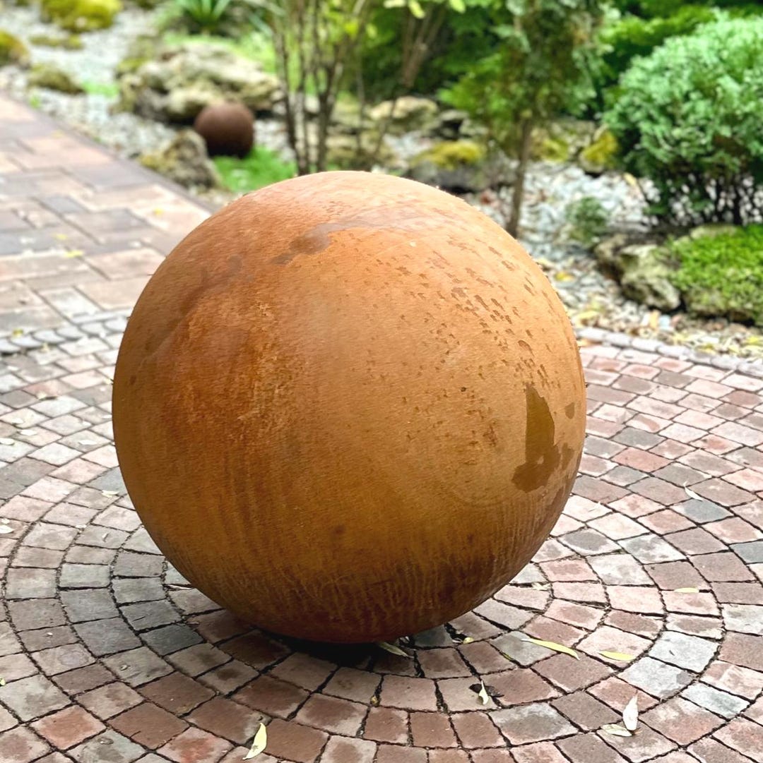 27” Rustic Metal Garden Sphere – Large Handmade Zen Ball Outdoor Yard ...