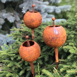 Rusty Flowers Set of 3, Rustic Garden Decor, Metal Garden Decor, Metal ...