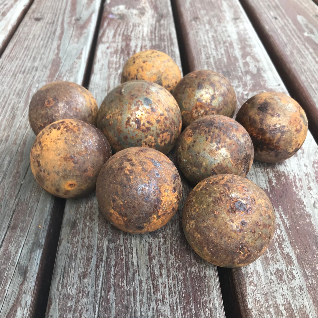 Set of Nine 2” Rusty Metal Balls, Garden Decor, Garden Art, Rusty Metal ...