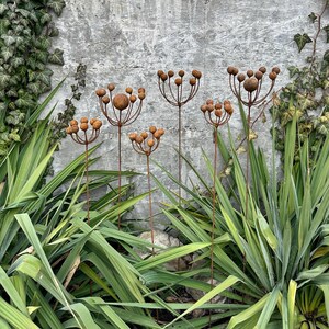 Rustic Metal Exotic Flowers Set of 6, Handmade Garden Decor, Outdoor ...