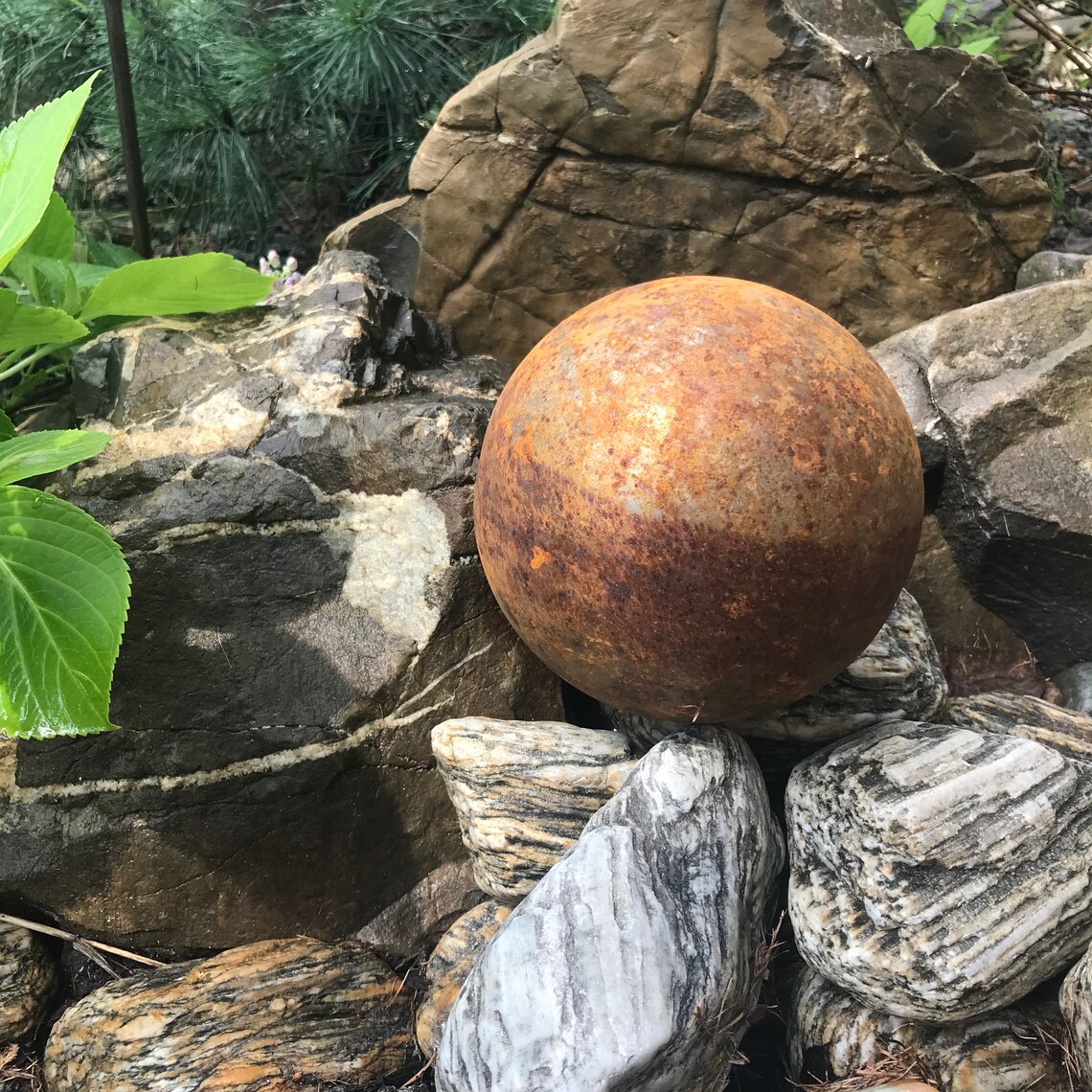 8 Iron Ball Big Rusty Metal Ball Garden Decor Garden Art - Etsy