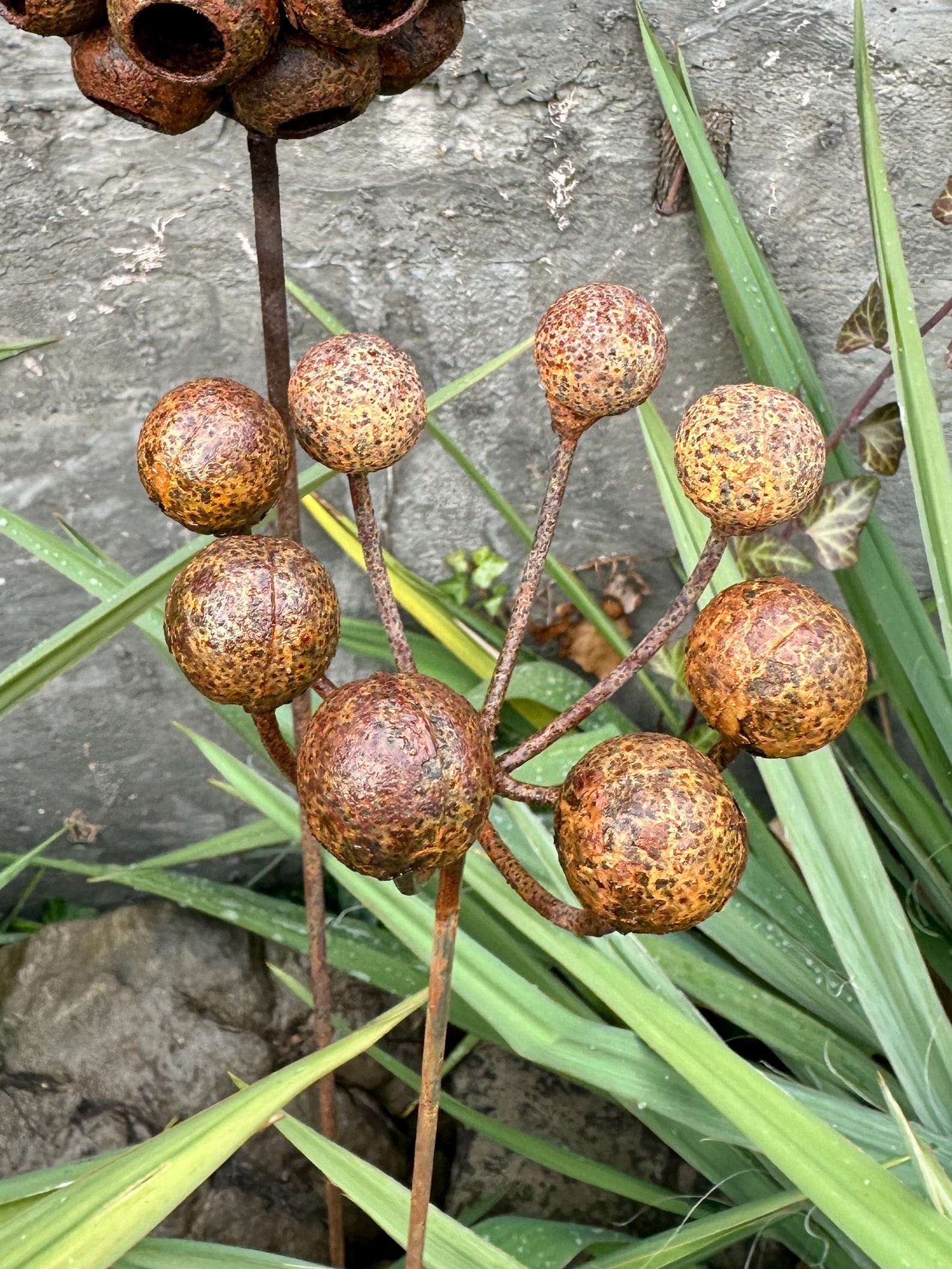 Set of 8 Rustic Metal Flower Sculptures – Handmade Garden Stakes ...