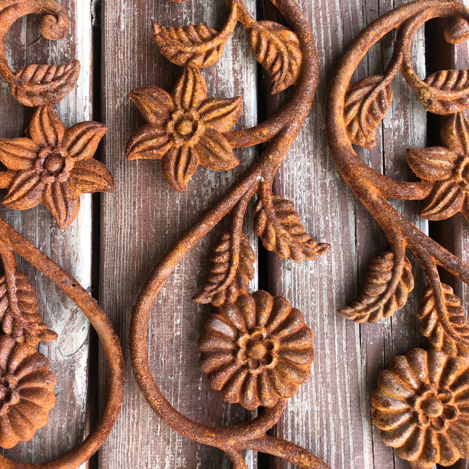 Set of 3 Rusty Flower Wall Hanging Rusty Flowers Ornament | Etsy