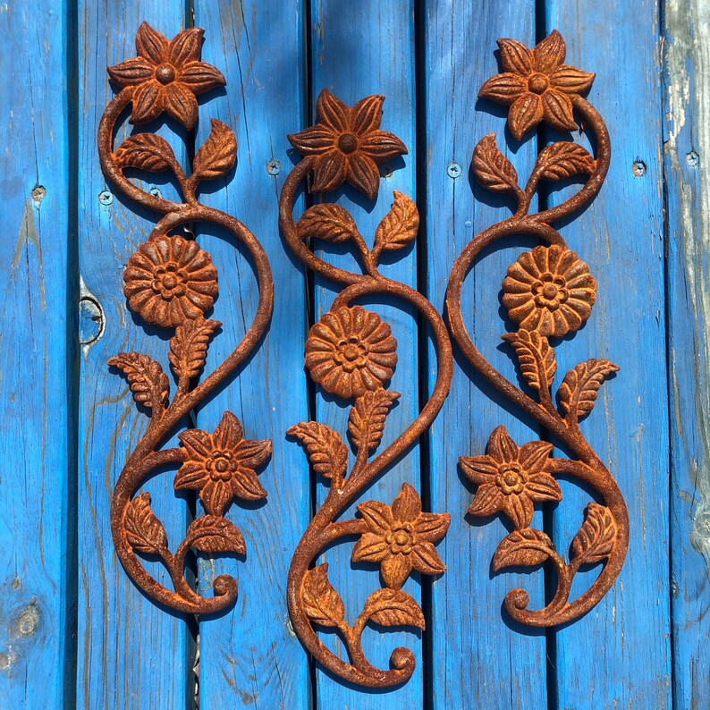 Set of 3 Rusty Flower Wall Hanging Rusty Flowers Ornament | Etsy