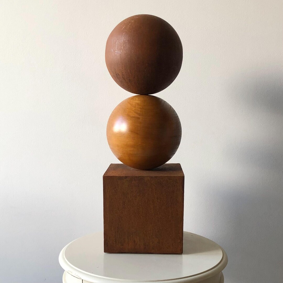 Minimalist Rusty Sculpture, Modern Metal Home Decor, Rustic Metal Decor ...