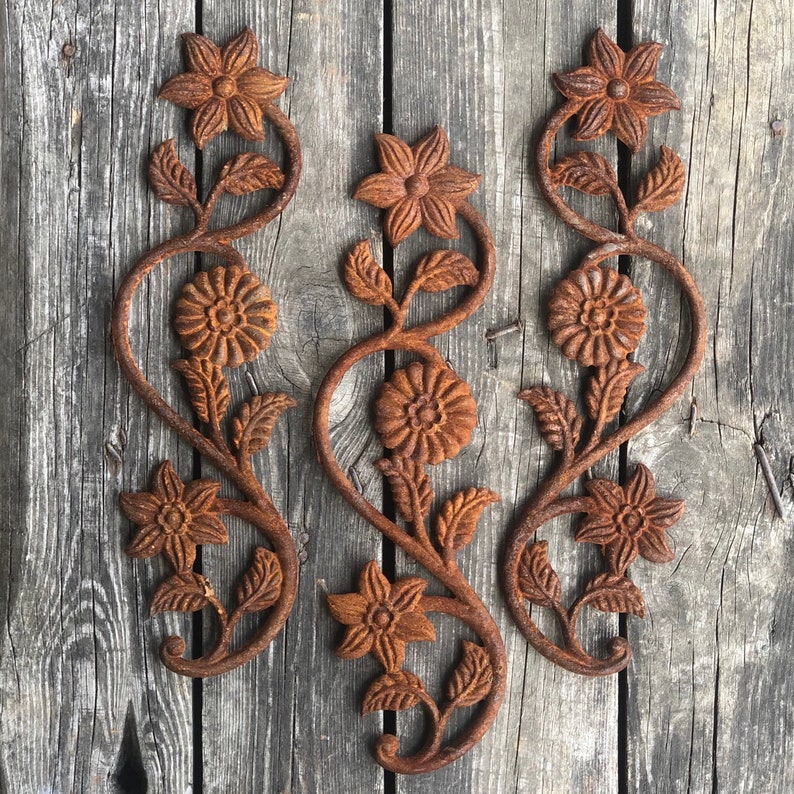 Set of 3 Rusty Flower Wall Hanging Rusty Flowers Ornament | Etsy