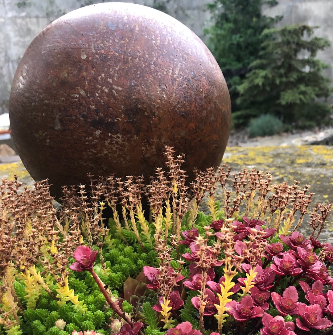 8” Iron Ball, Big Rusty Metal Ball, Garden Decor, Garden Art, Rusty ...