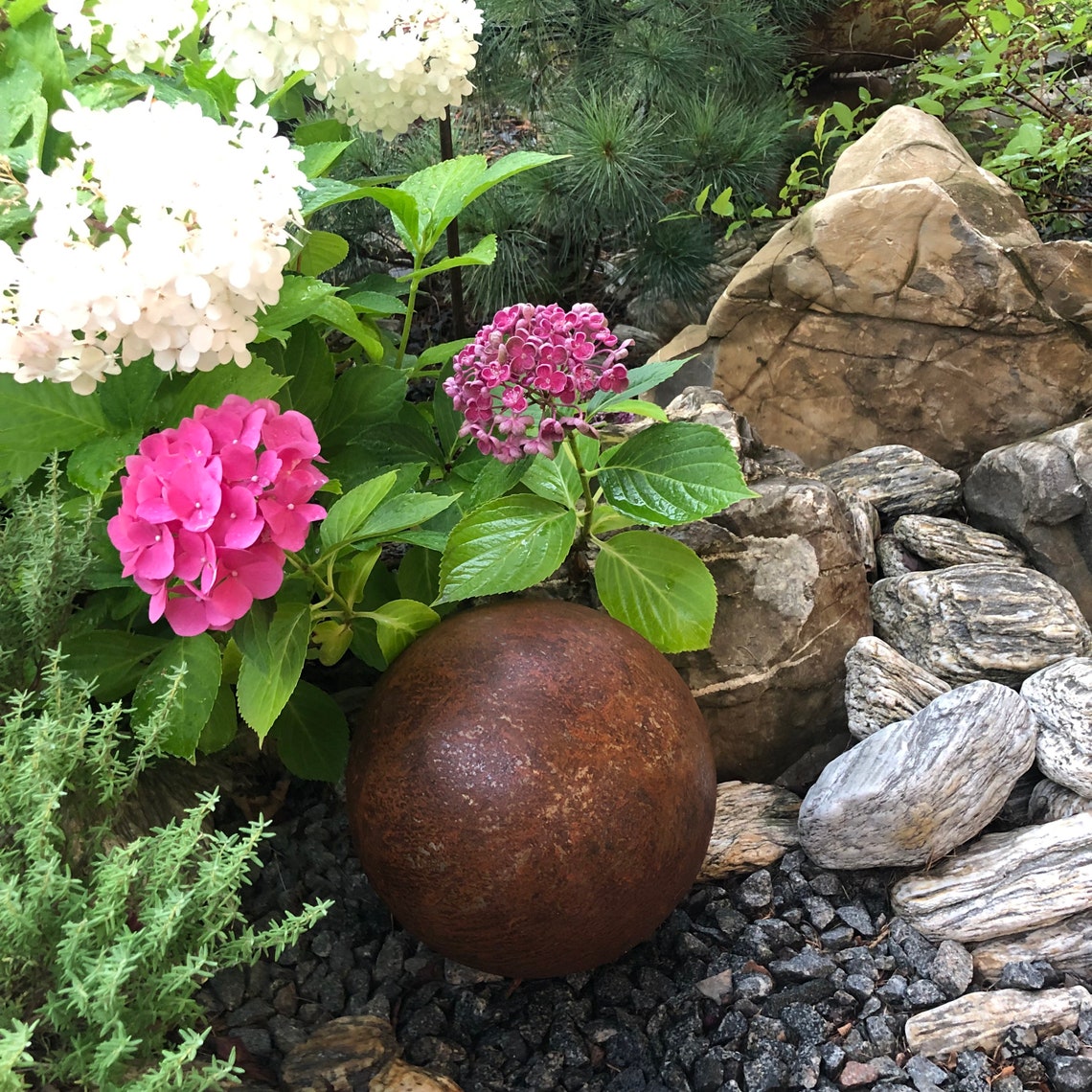 8 Iron Ball Big Rusty Metal Ball Garden Decor Garden Art - Etsy