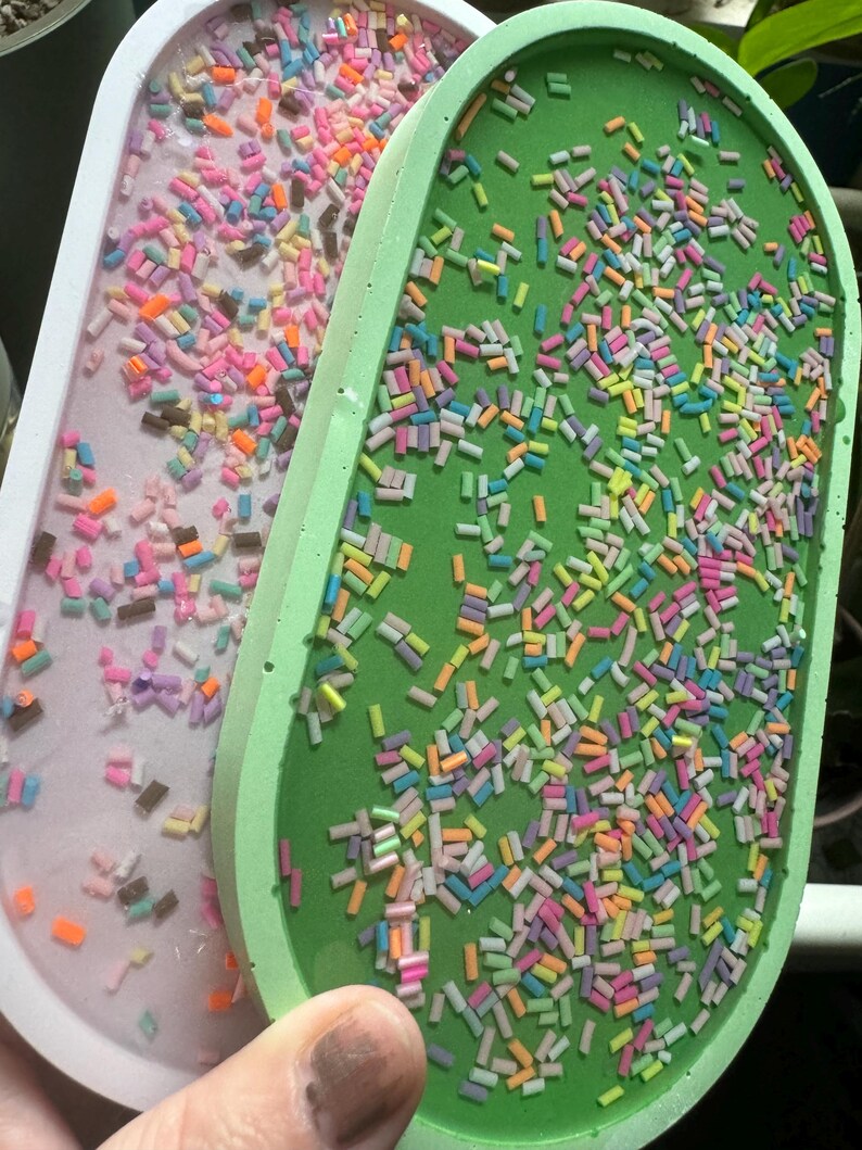 Sprinkles Cement Long Oval Catch All Ring Decorative Trinket Tray - Etsy
