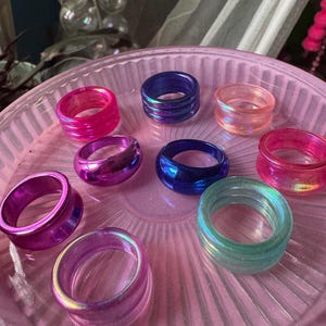 Holographic Stacking Rings - Multi Colored - Etsy