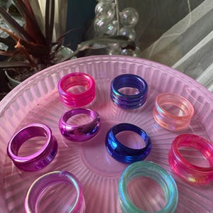 Holographic Stacking Rings - Multi Colored - Etsy