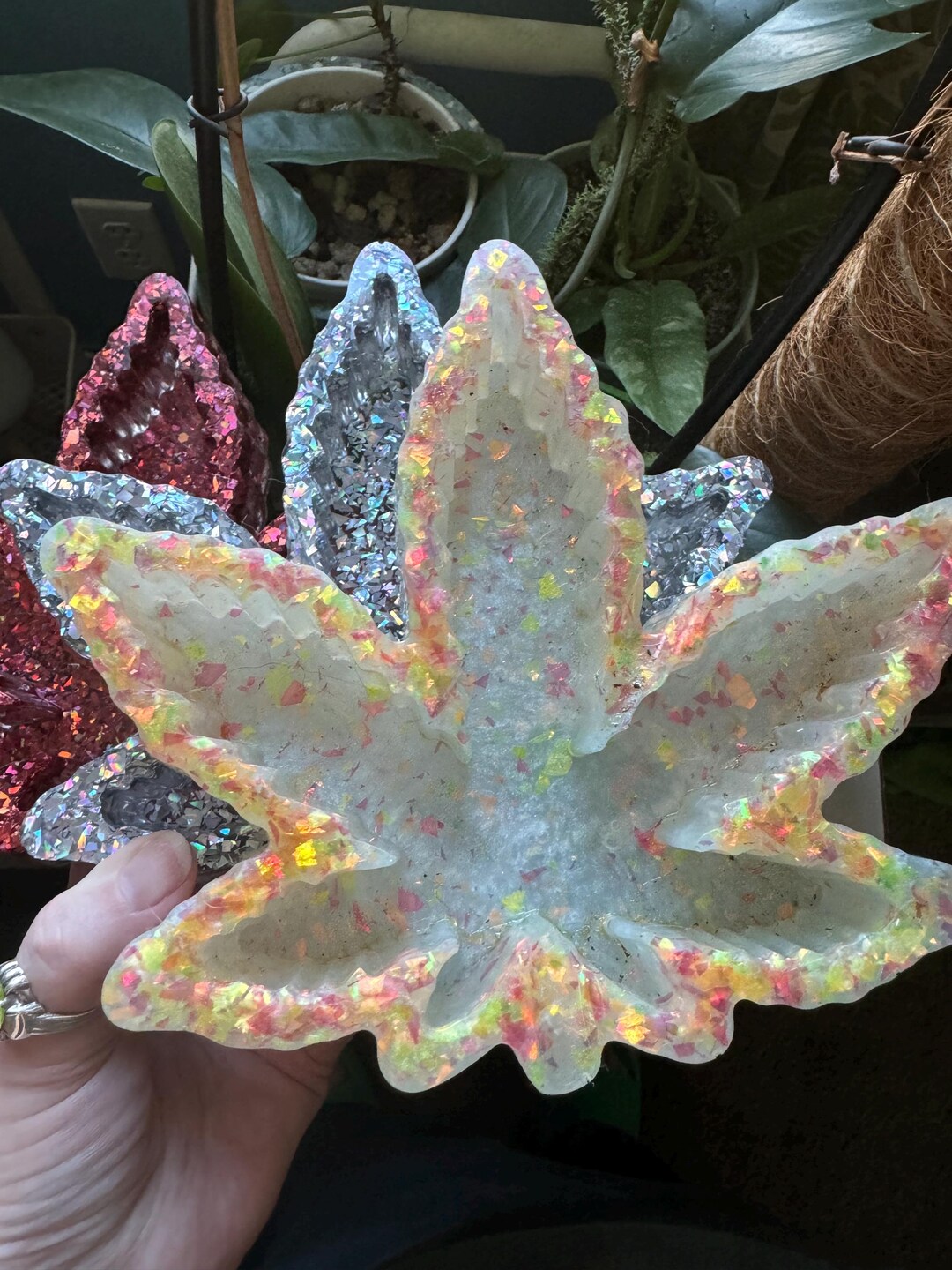 Beautiful Holographic Marijuana Leaf Ash Tray and Trinket Tray - Etsy