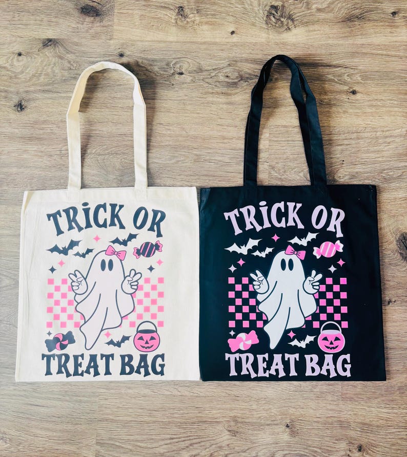 Trick or Treat Tote Bags- Ghost - Halloween - Etsy