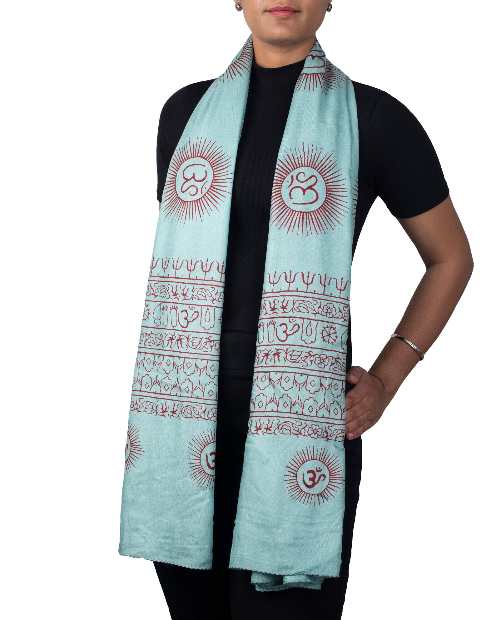 Om Yoga Scarf | Large Viscose Rayon Meditation Shawl | Hindu Prayer ...