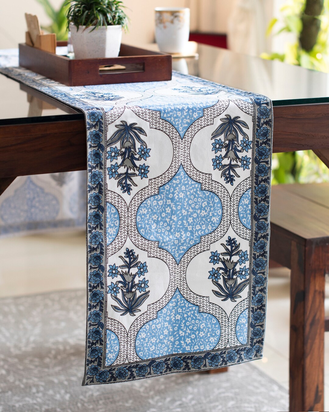 Table Runner With Floral Print Handmade Authentic Indian Rajasthani ...