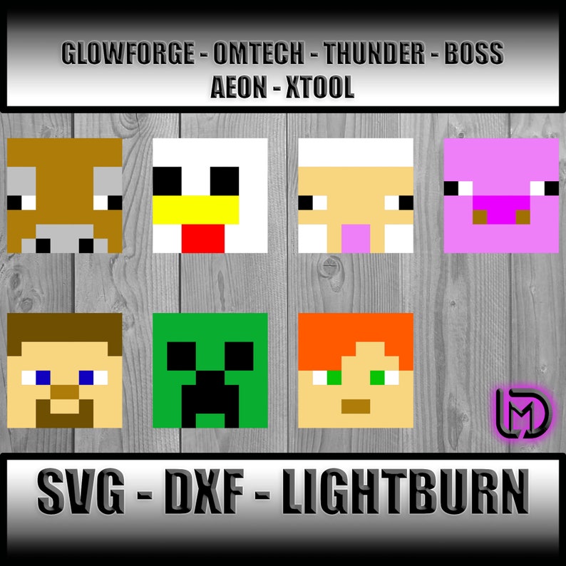 Minecraft Character Head Vectors, SVG, DXF, Lightburn, AI, Laser Cut ...