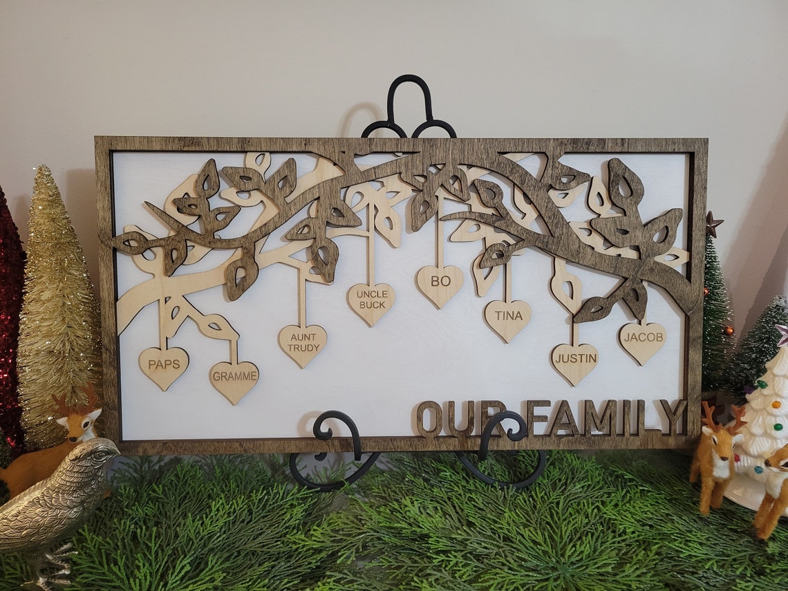 Our Family Tree Wall Art Plaque, Family Name Sign Cut File, Family Sign ...