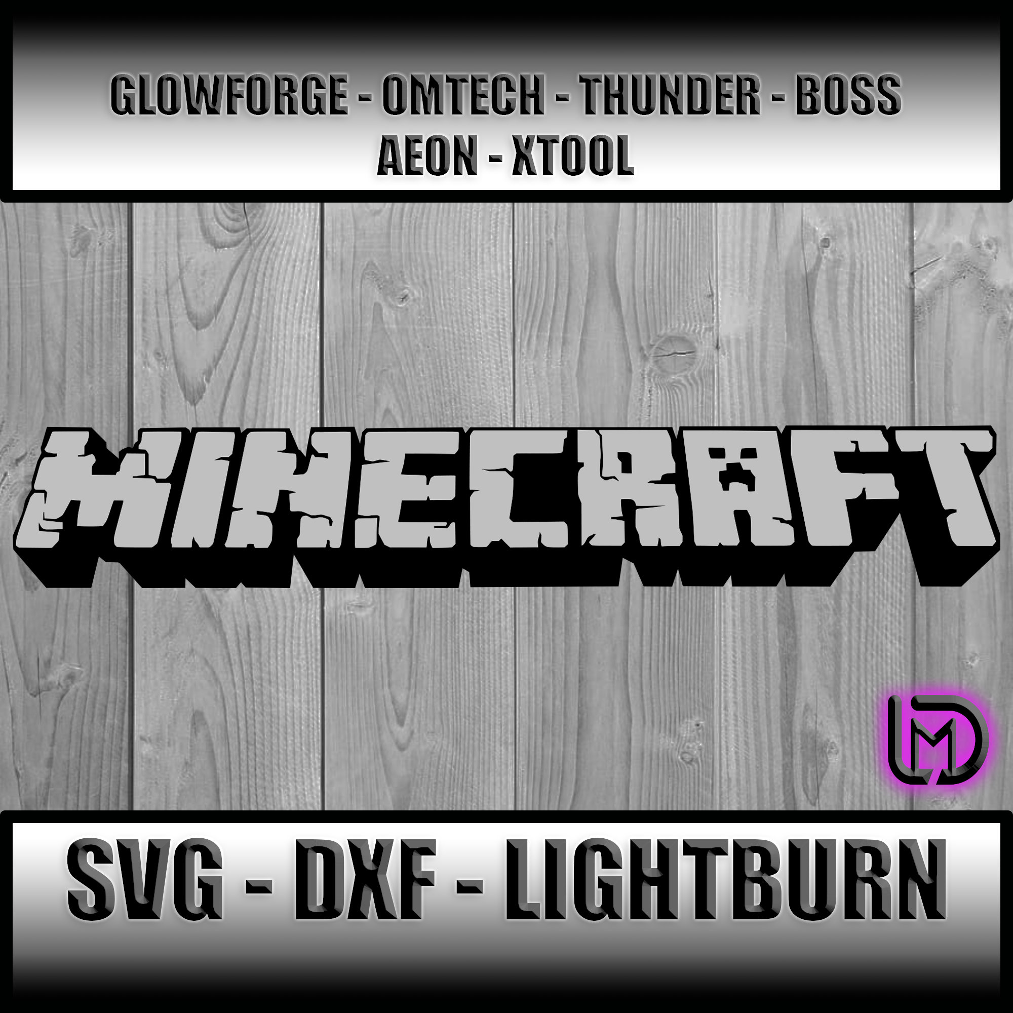 Minecraft Logo Vectors, SVG, DXF, Lightburn, AI, Laser Cut File, Xtool ...