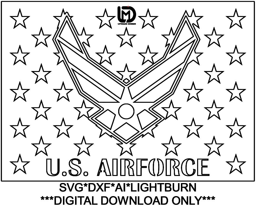 American Flag Vector Files With Military Branches, Glowforge, Laser ...