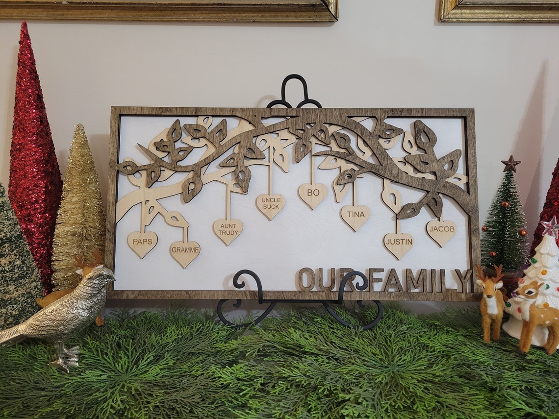 Our Family Tree Wall Art Plaque, Family Name Sign Cut File, Family Sign ...