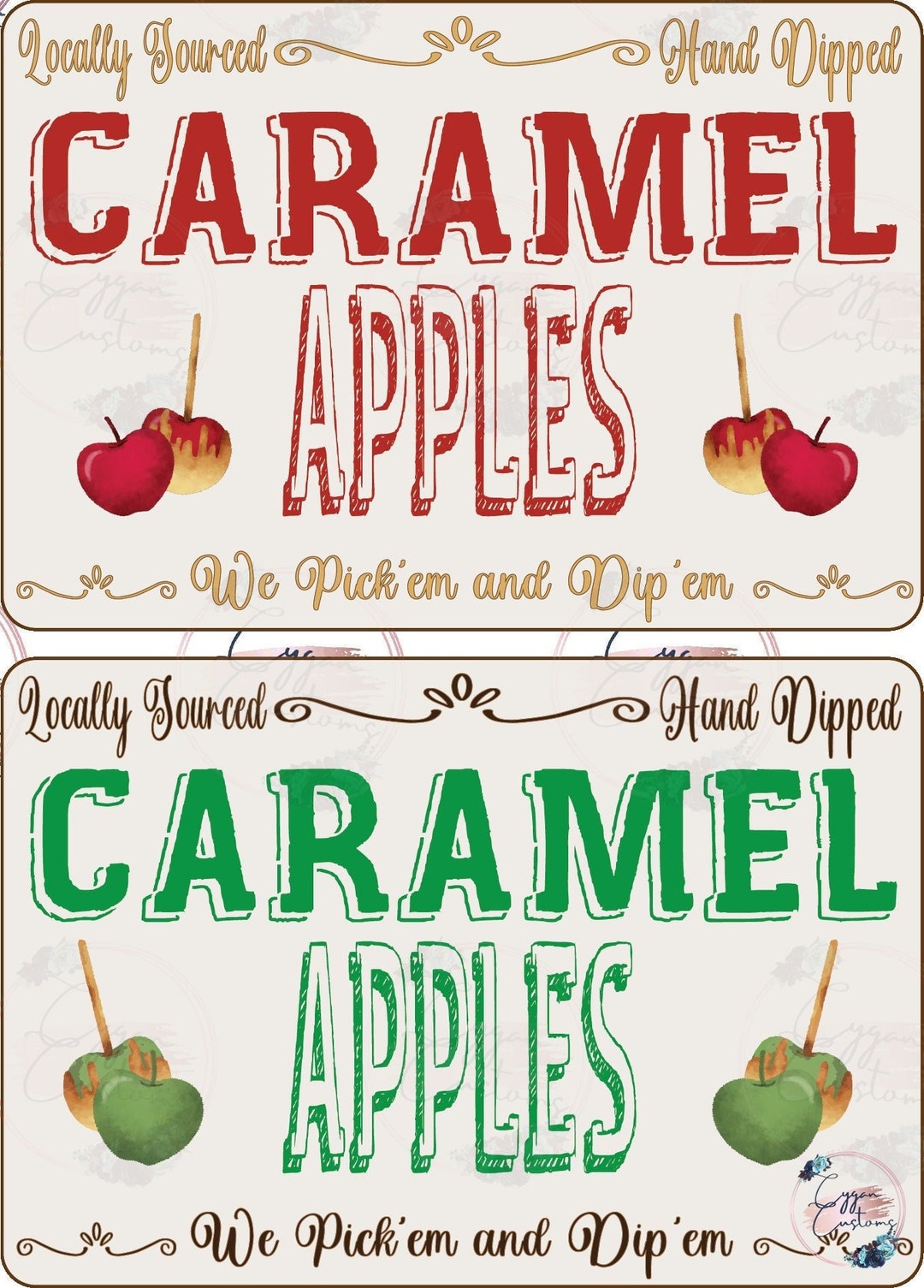 Caramel Apple Labels DIGITAL DOWNLOAD Waterslide DTF - Etsy