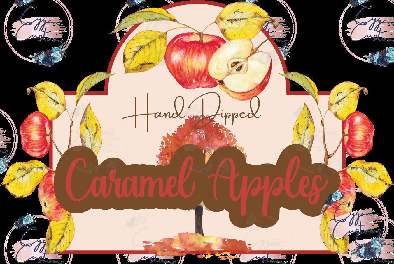 Red Caramel Apple Label **DIGITAL DOWNLOAD** Waterslide, DTF ...