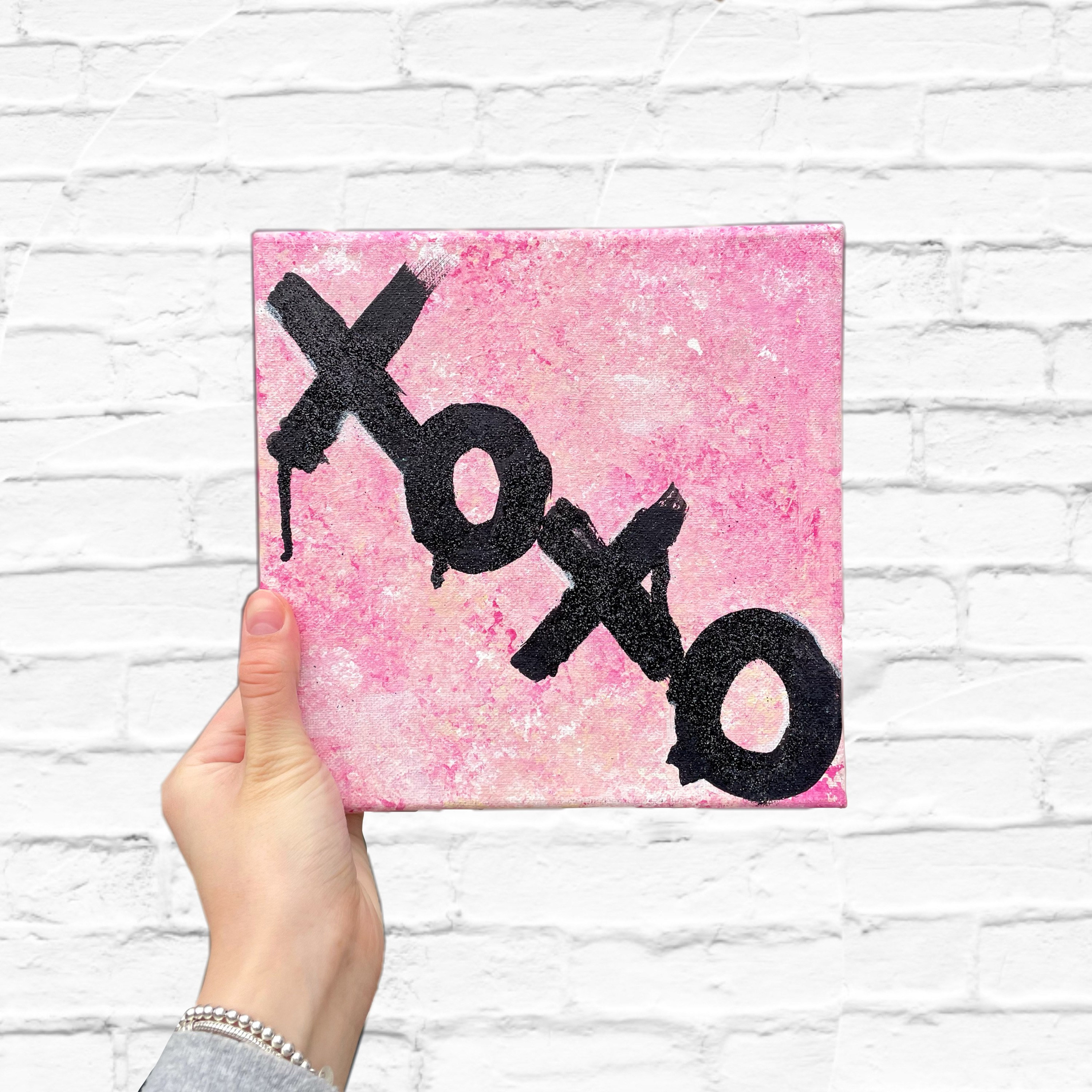 Xoxo preppy art canvas kisses canvas sorority art | Etsy