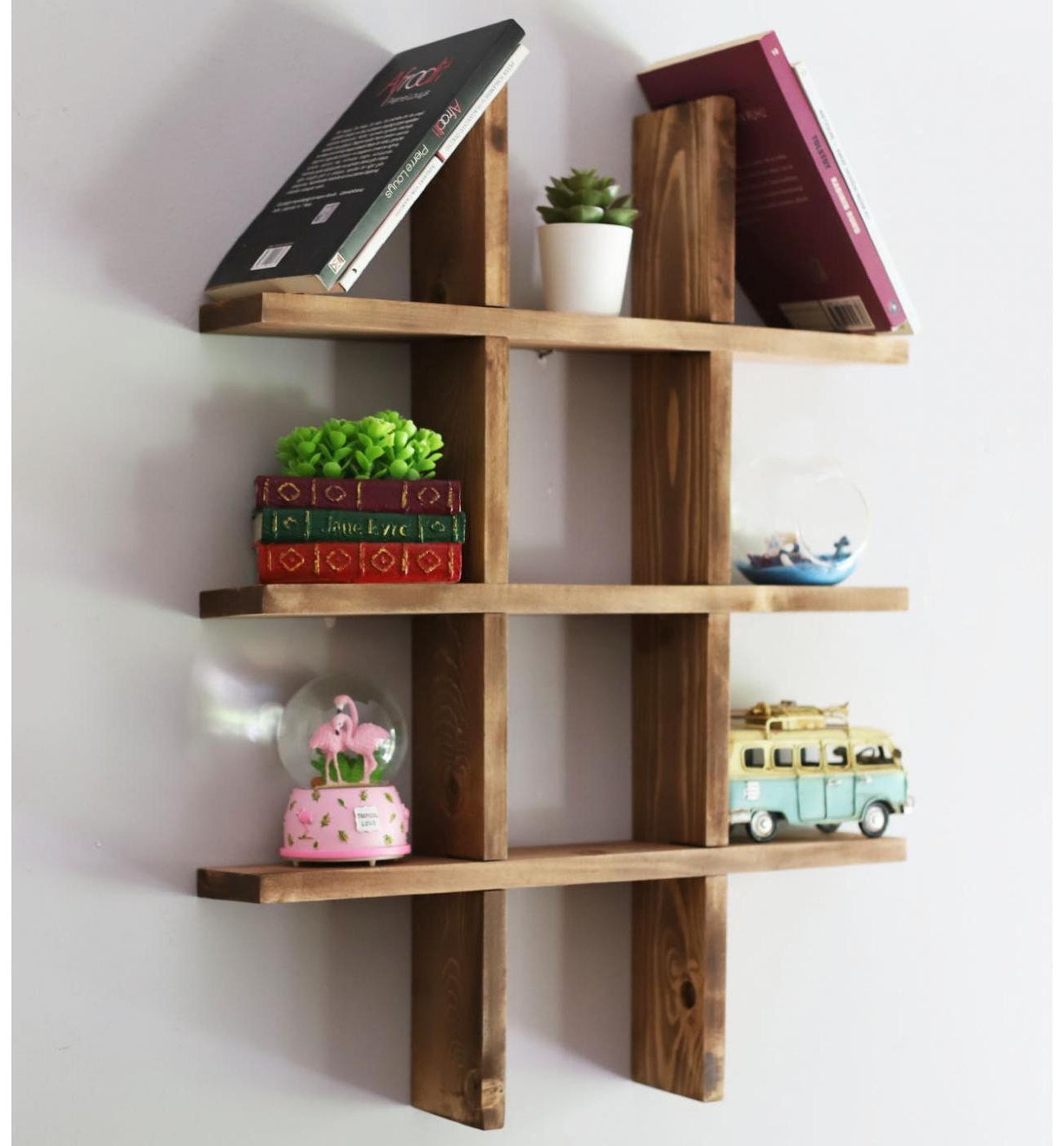Wall Decor Bookshelf Natural Wood Gift Home Gift Home - Etsy