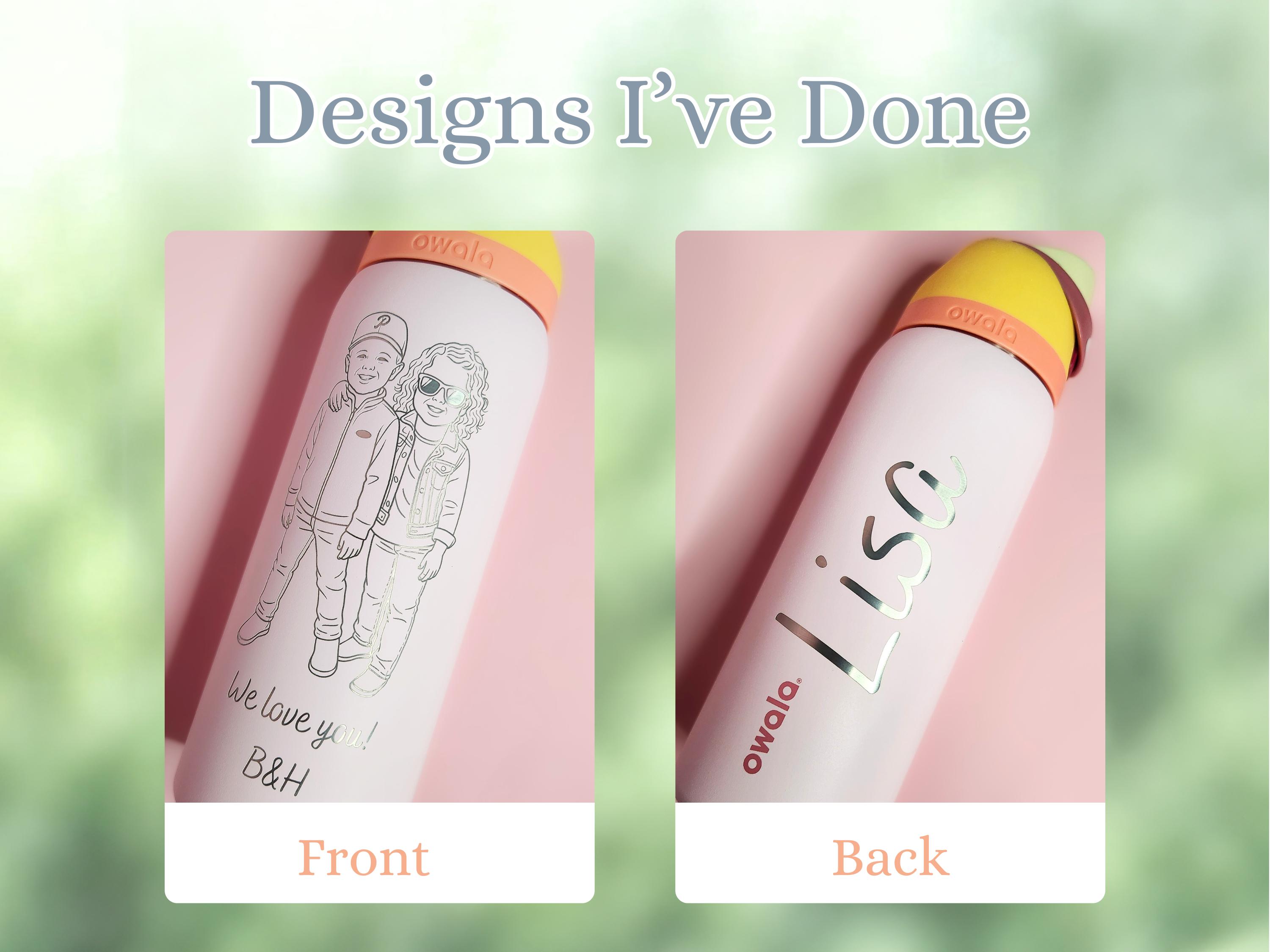 Custom Line Art Owala Cup – Personalized 32oz 24oz Water Bottle, Photo ...