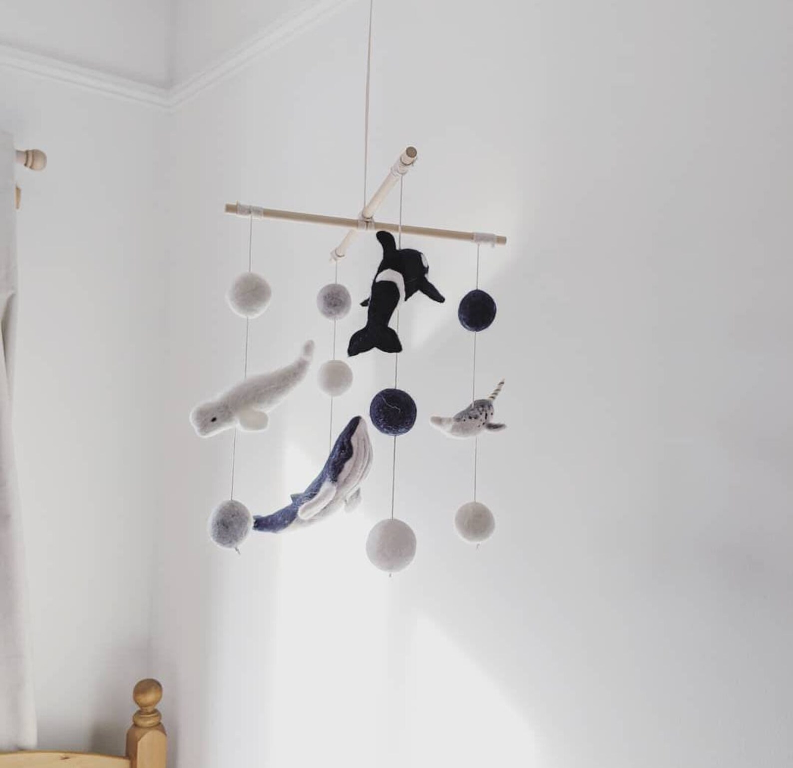 Needle Felted Whale Mobile Whale baby mobile | Etsy