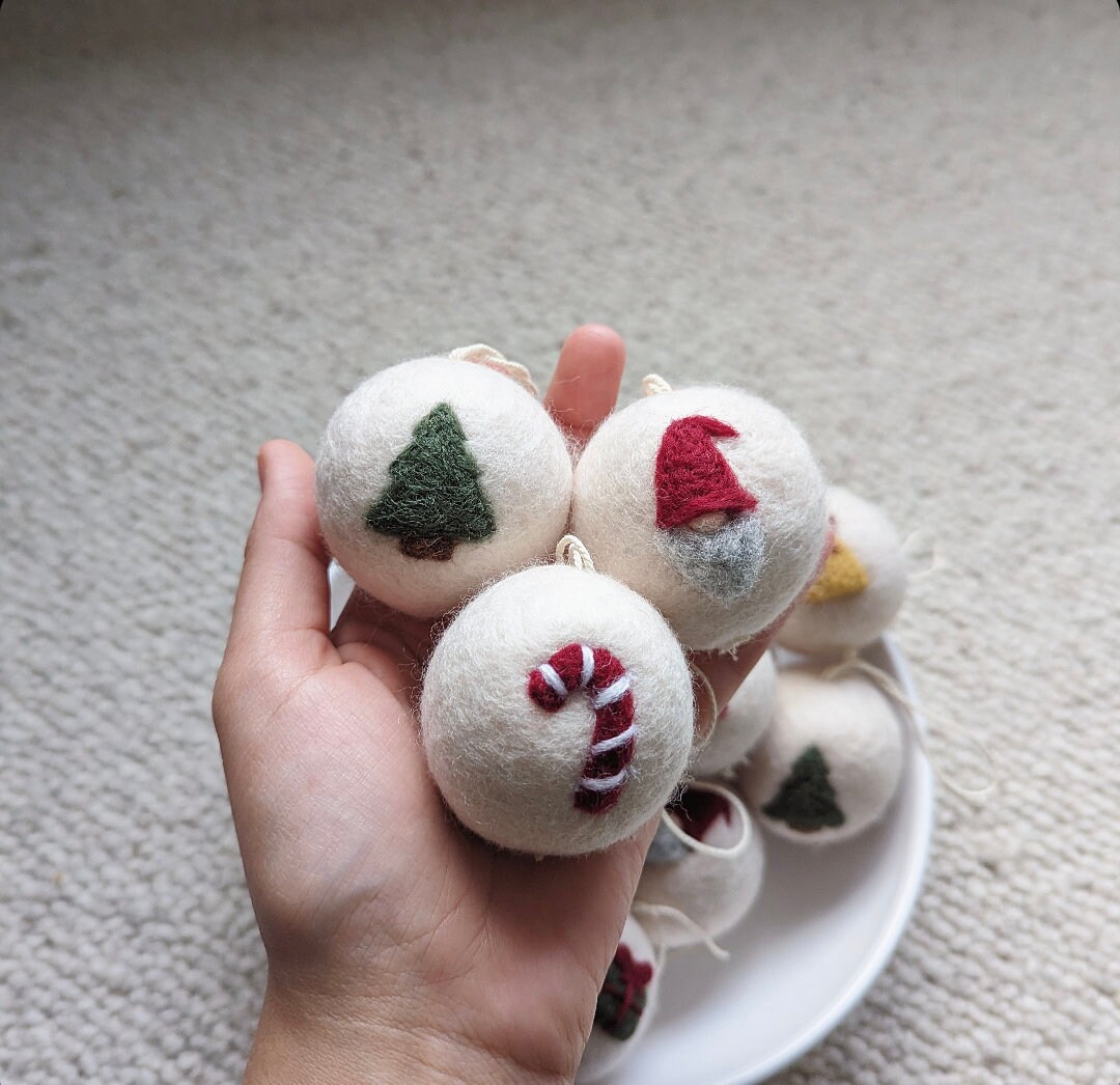 Needle Felted Christmas Baubles - Etsy
