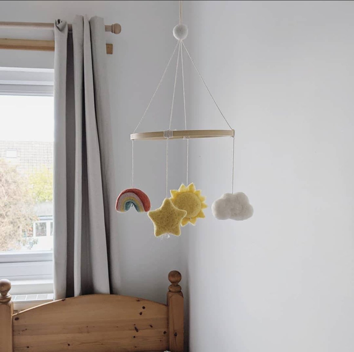 Weather Baby Mobile Needle Felted Sun Rainbow Cloud and - Etsy