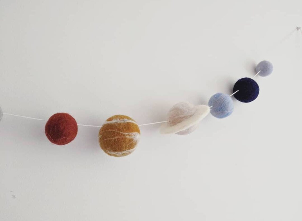 Solar System Garland needle felted | Etsy