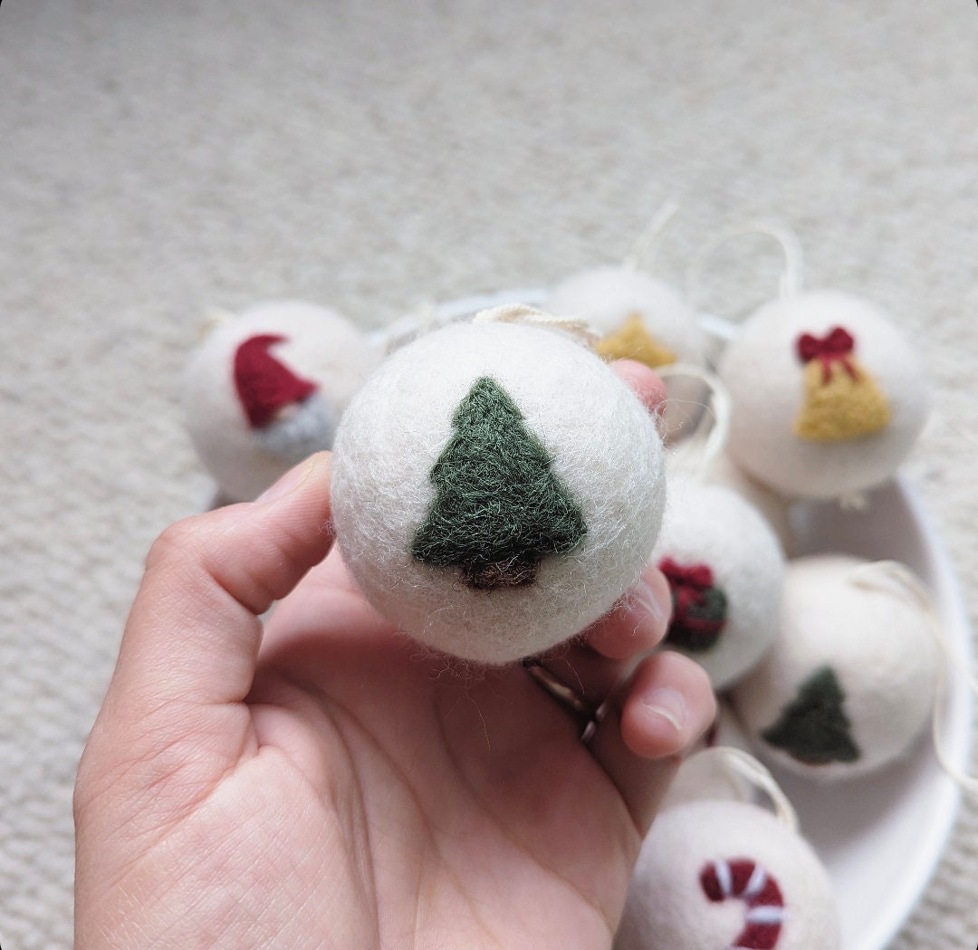 Needle Felted Christmas Baubles - Etsy