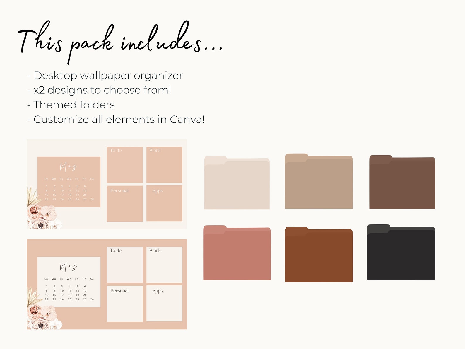 Desktop Wallpaper Organizer, Editable in Canva, for Mac Windows ...