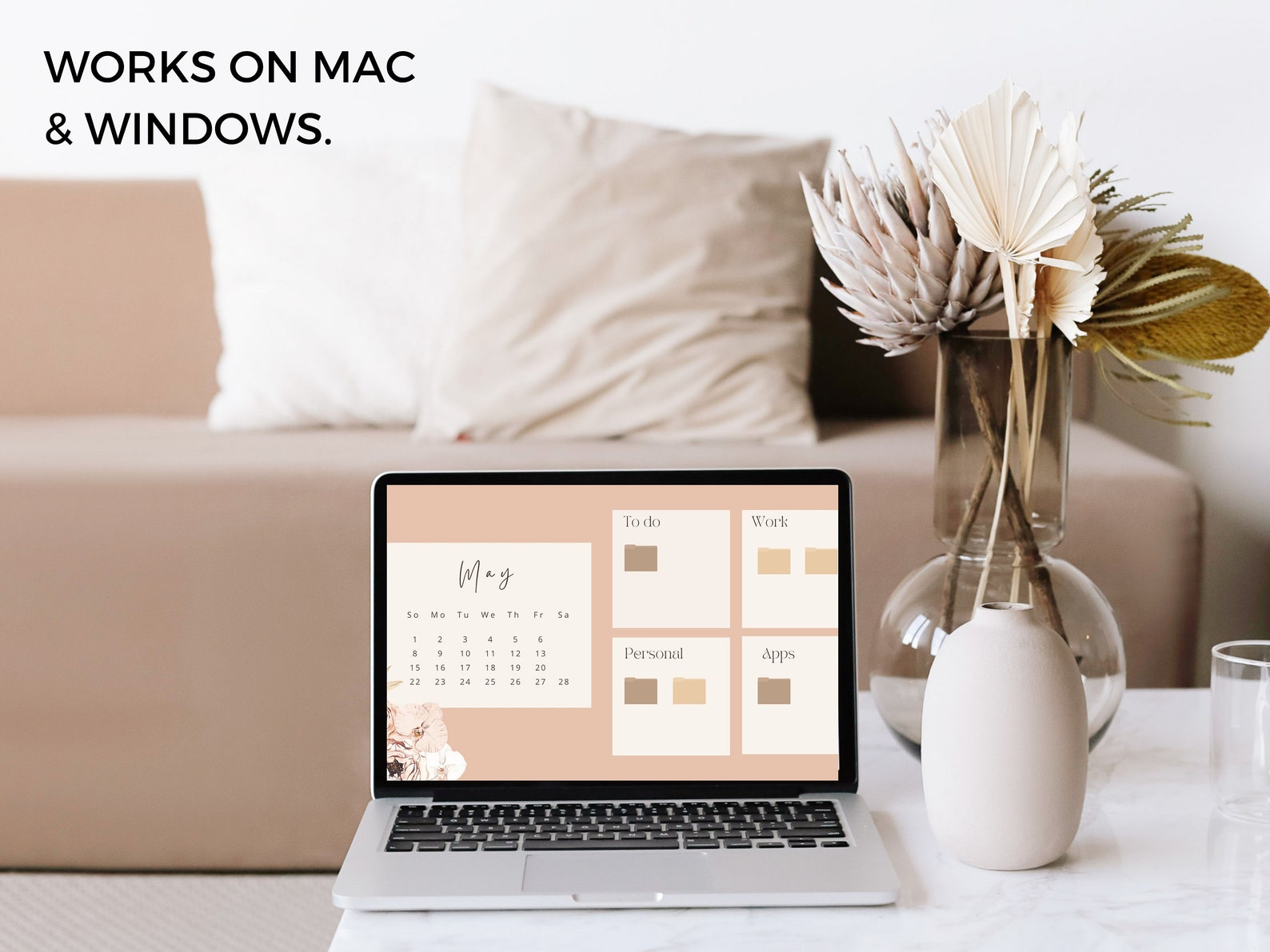 Desktop Wallpaper Organizer, Editable in Canva, for Mac Windows ...
