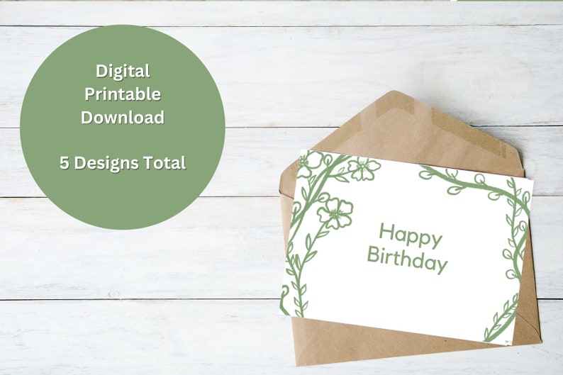 Printable Birthday Card, Printable Thank You Card, Printable Blank ...