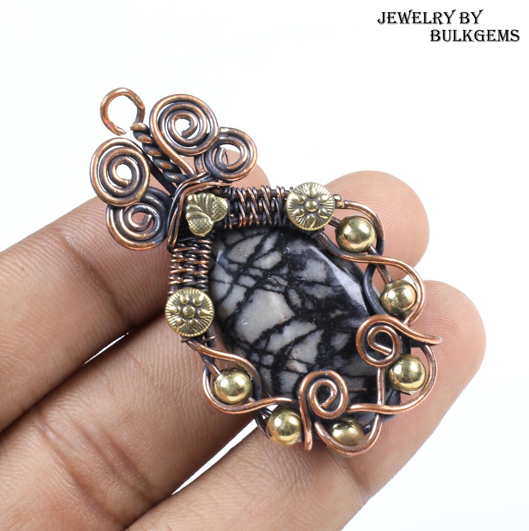 Handcrafted Copper Wire Wrapped Spider Obsidian Pendant - Etsy