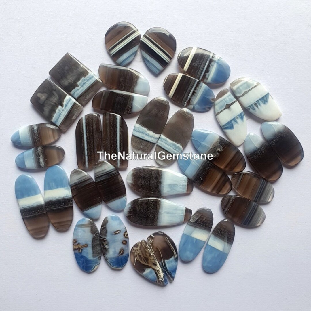 Owhyee Opal Matching Pair Cab - Wholesale Lot of Blue Opal Cabochon ...