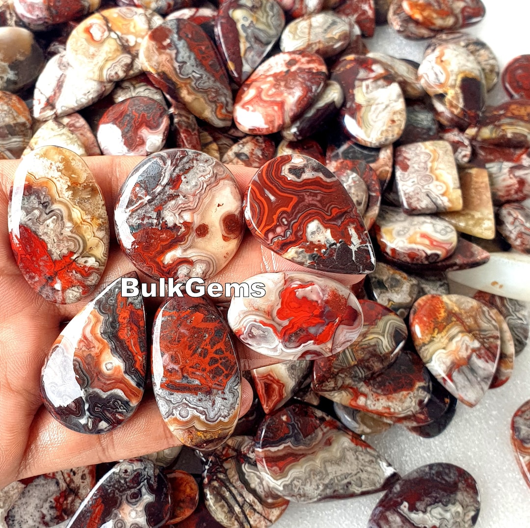 Crazy Lace Agate Cabochon Lot, Natural Crazy Lace Gemstone, Smooth ...