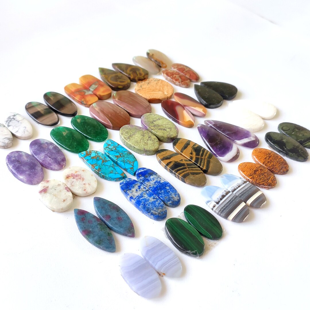 Natural Gemstone Cabochon Pairs Lot - AAA Quality, 25 Pieces - Etsy