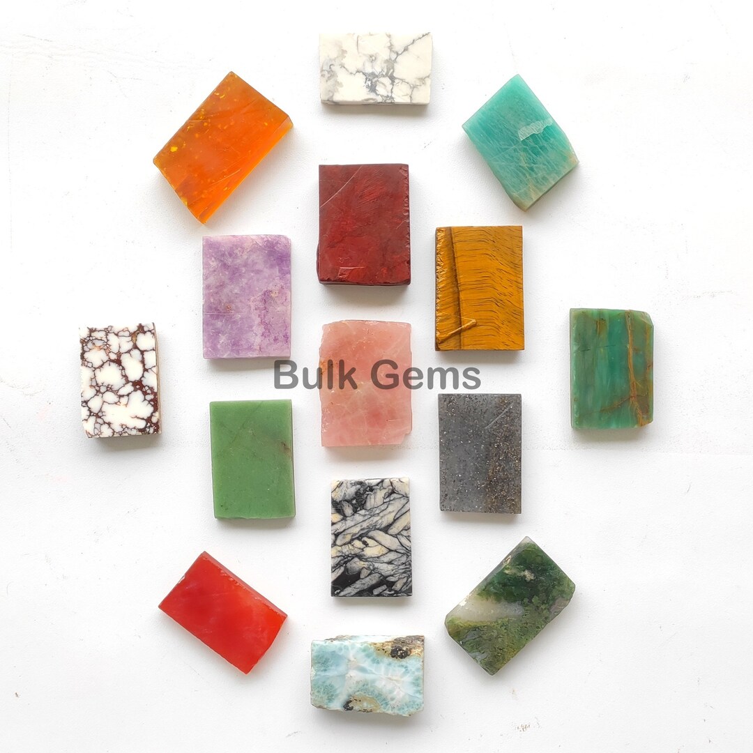 15 Different Gemstone Slabs - Wholesale Mix Gems Slabs Lot - Mix Bulk ...